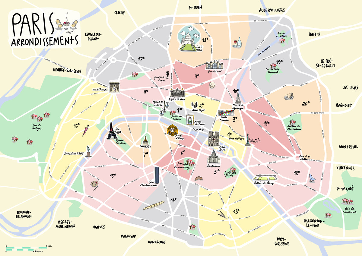 Map Of Paris Large Art Print – SonjaBajicStudio